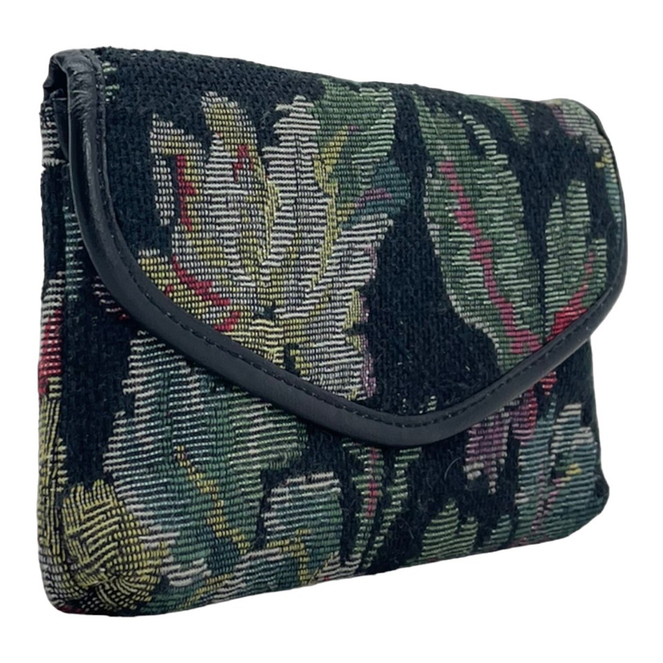 Vintage 70s 80s Small Tapestry Clutch Bag Wallet Checkbook Card Key Fob ...