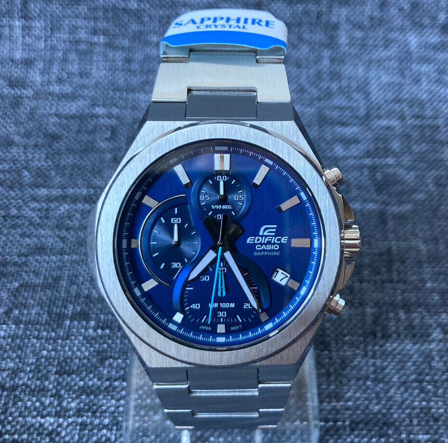 CASIO EDIFICE EFB-700D-2 BLUE DIAL SAPPHIRE CRYSTAL CHRONGRAPH WR 100M ...