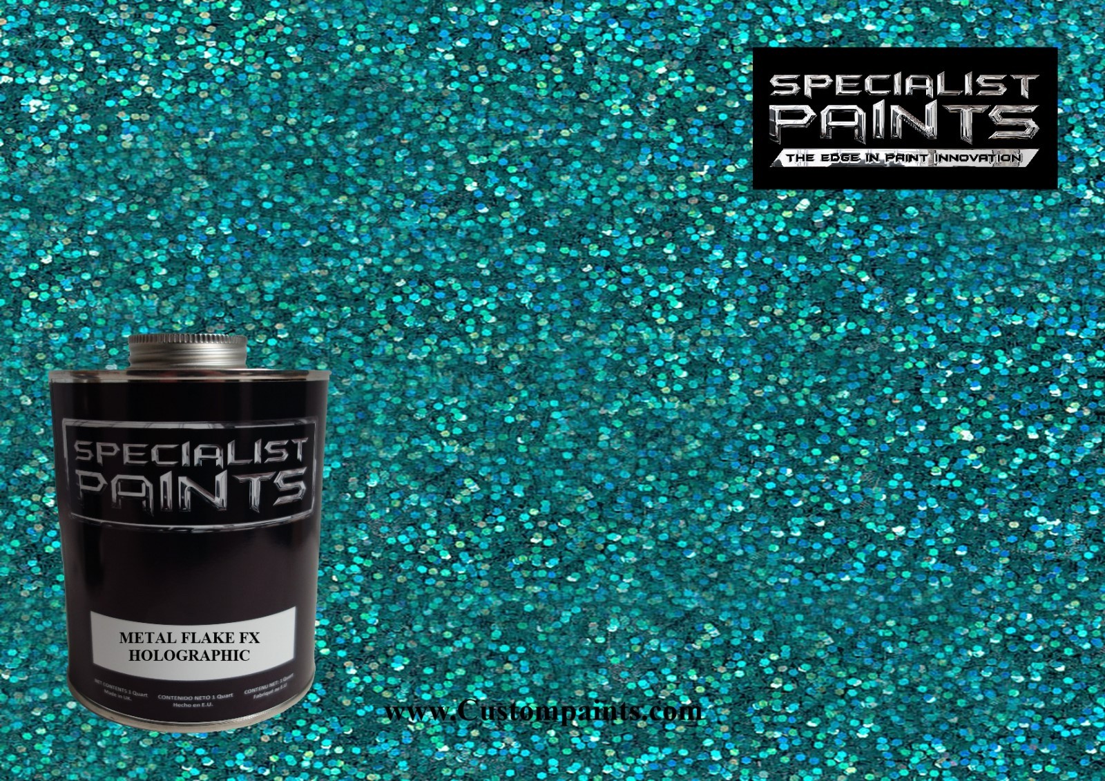 Quart of GREEN HOLOGRAPHIC Metal Flake FX Large - .015 Hex, Automotive ...