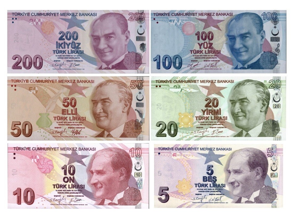 Turkey 200, 100, 50, 20, 10, 5 Lira Banknote 6 Pcs SET 2009 (2020) ND, UNC NEW | eBay