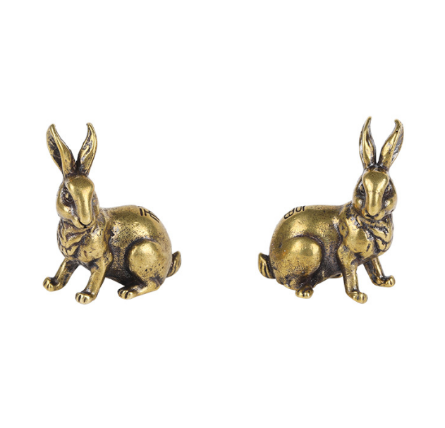 Brass Rabbit Figurine Small Rabbit Statue Ornament House Animal ...