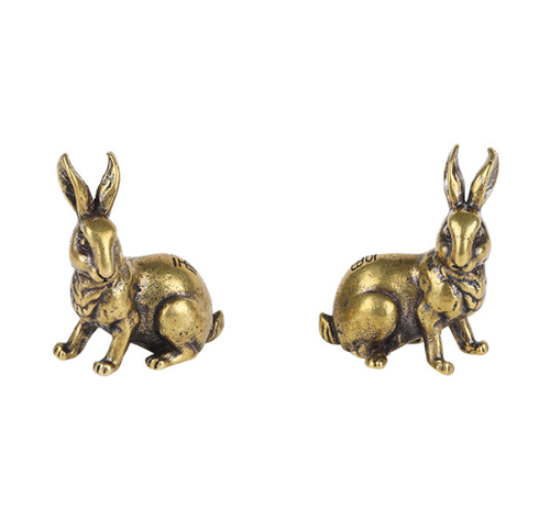Brass Rabbit Figurine Small Rabbit Statue Ornament House Animal ...