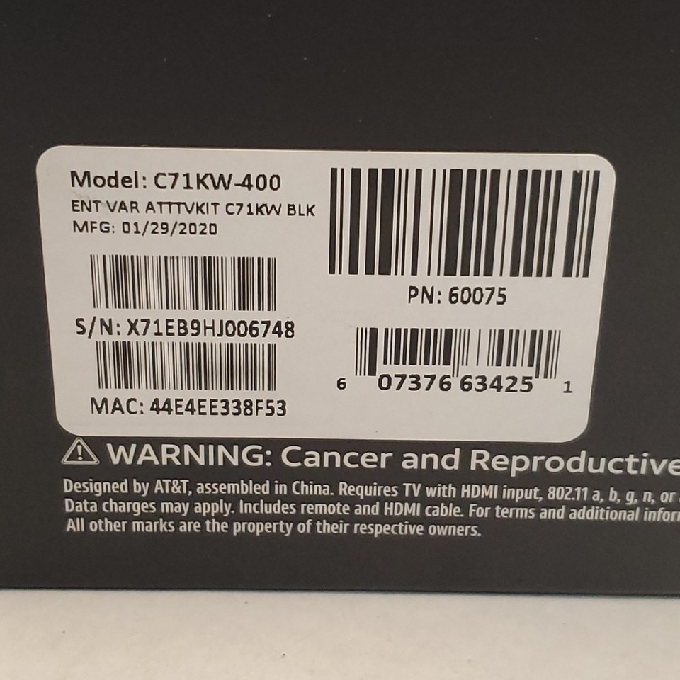 AT&T C71KW-400 DIRECTV STREAM OSPREY ANDROID TV BOX STREAMING PLAYER ...