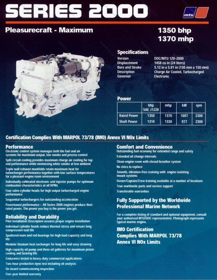 MTU / Detroit Diesel 12V2000, Marine Diesel Engine, DDEC, 1350 HP ...
