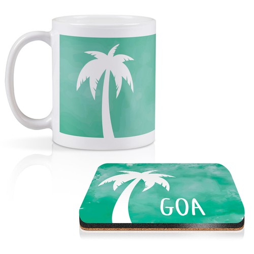 1 Mug & 1 Square Coaster Goa India Indian Palm Trees Holiday #58123 ...