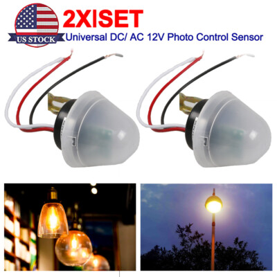 2PCS DC/AC 12V Auto On Off Light Photocell Switch Control Dark To Dawn ...