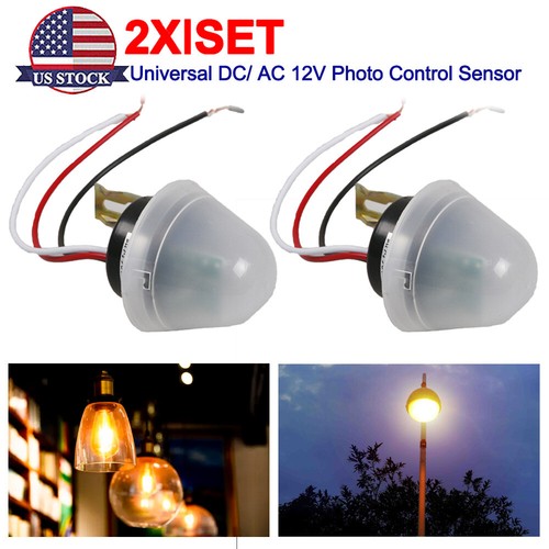 2PCS DC/AC 12V Auto On Off Light Photocell Switch Control Dark To Dawn ...