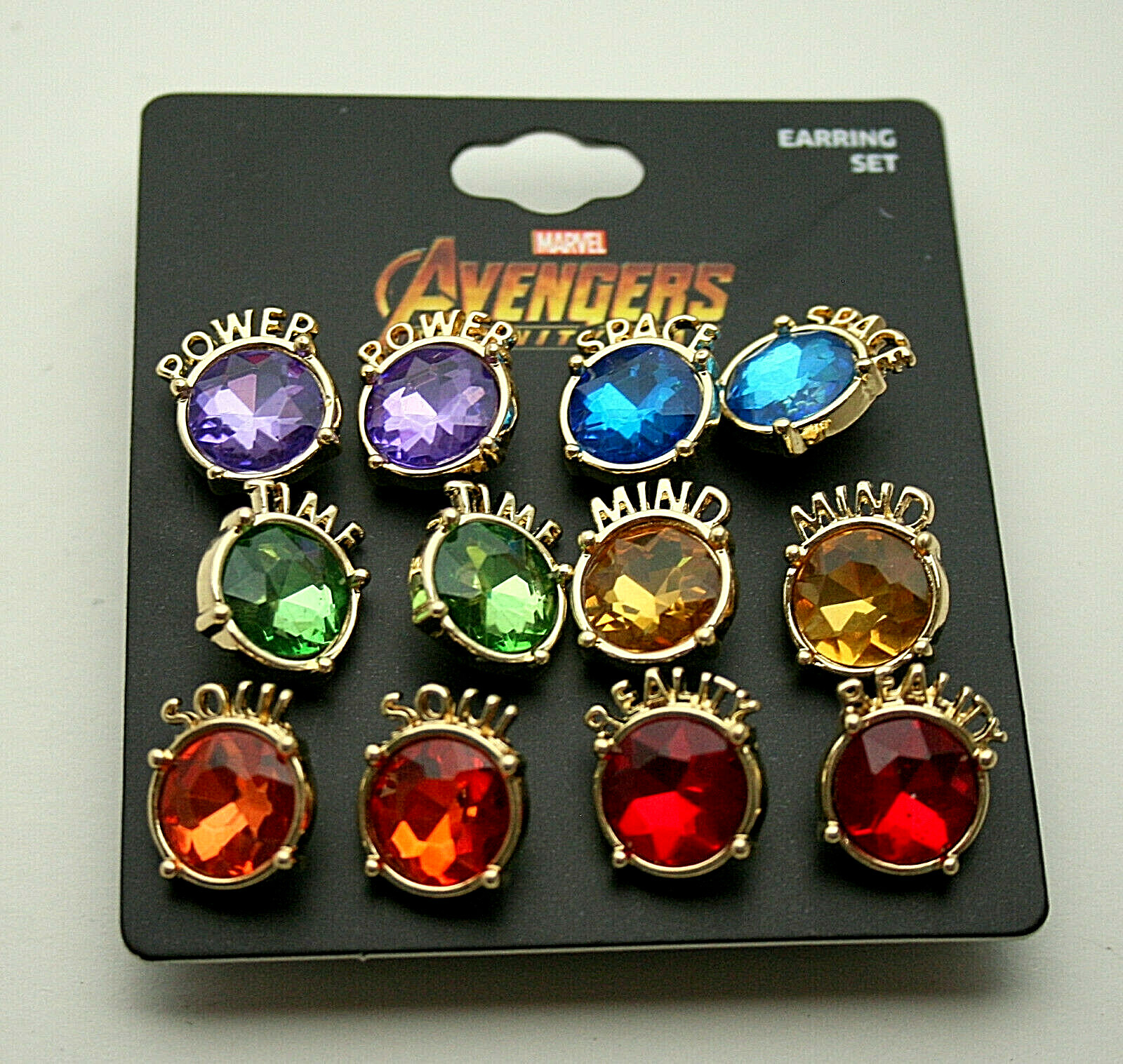 6 Pair Marvel Comics Avengers Infinity War Gauntlet Stones Earring Set ...