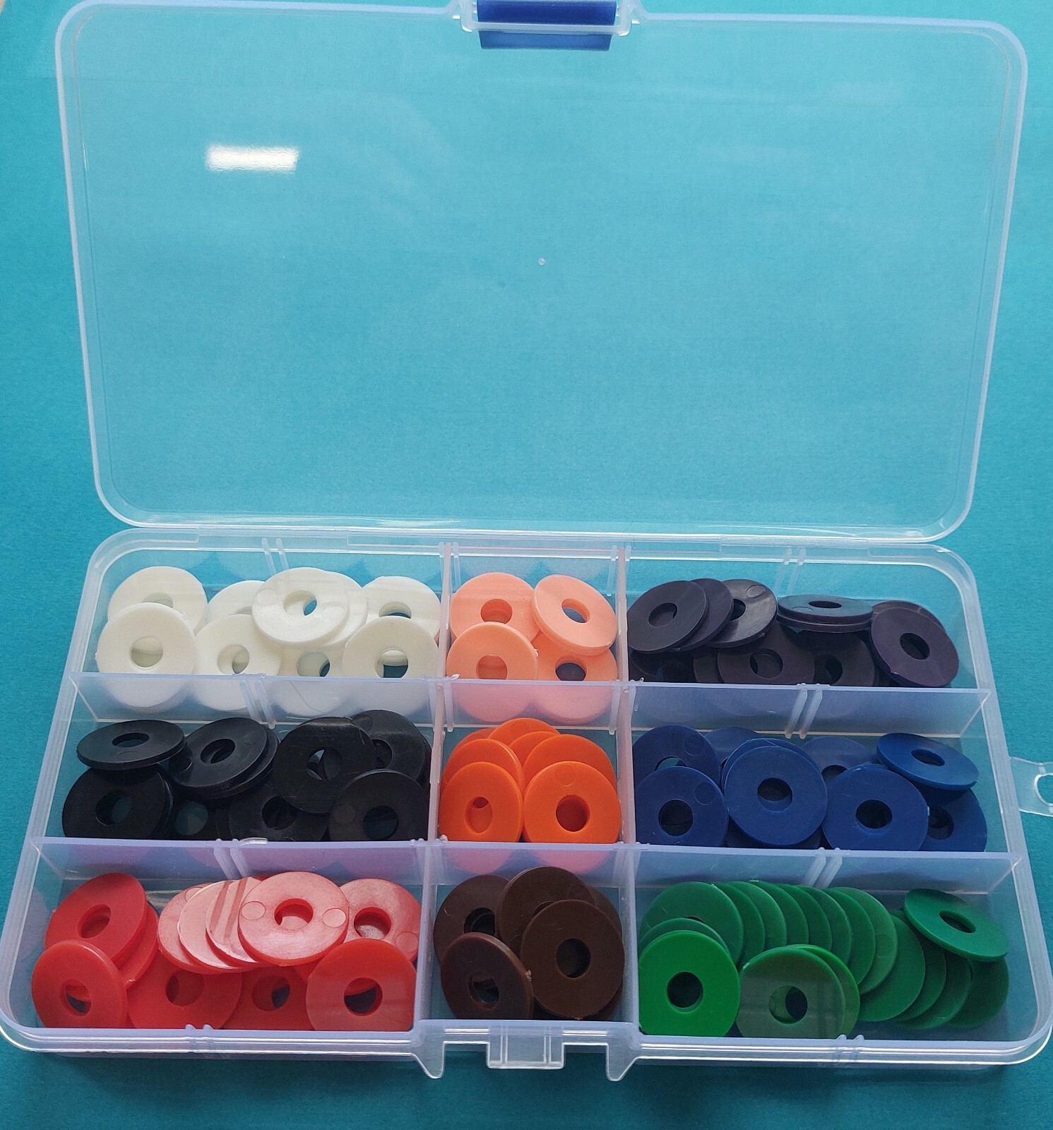 Multi-Coloured Nylon Plastic M6 Repair / Large Washers 150pcs Boxed Set ...