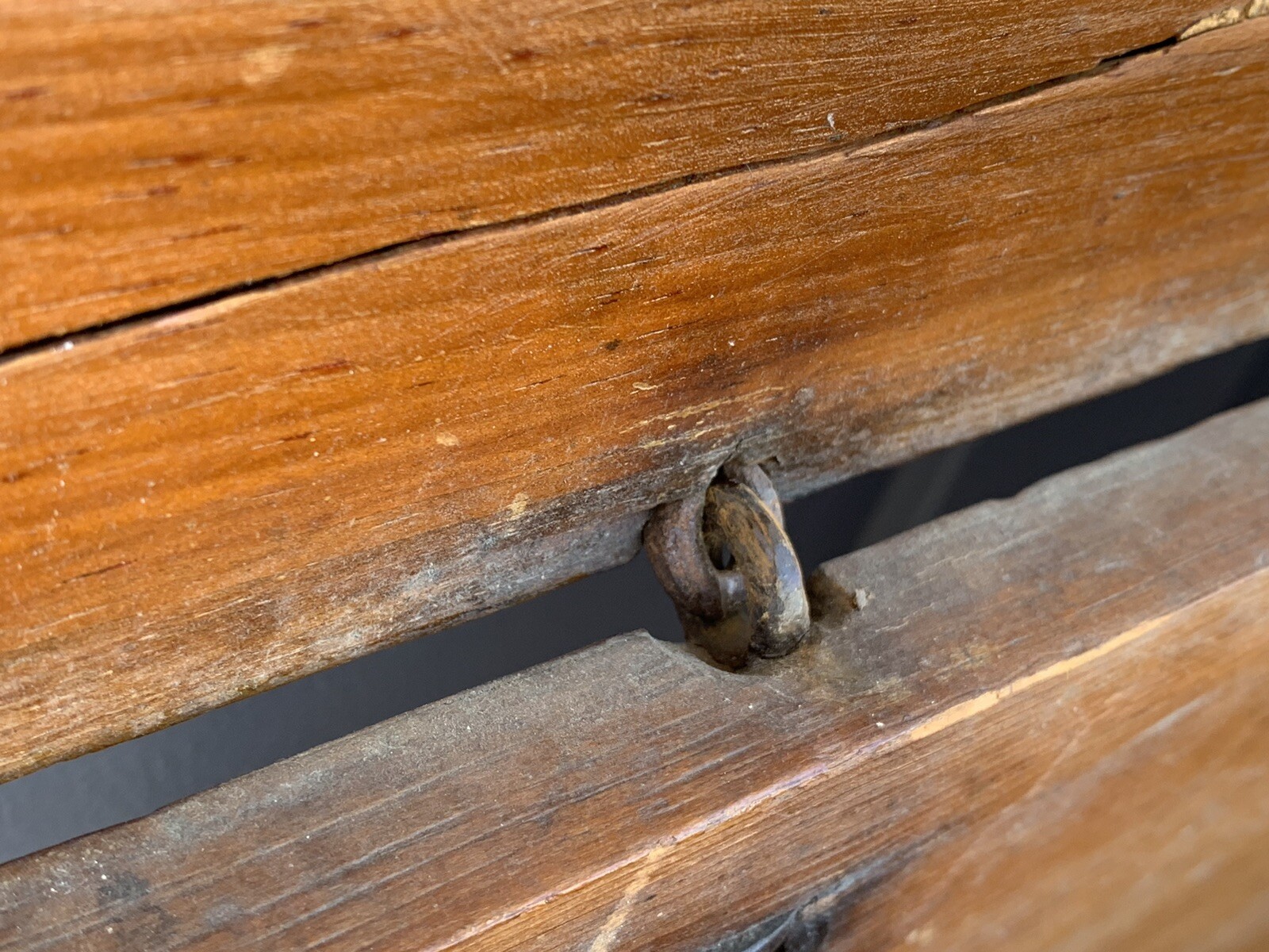 Primitive 18th Century Blanket Board Chest Forged Snipe Hinges Cut Out ...