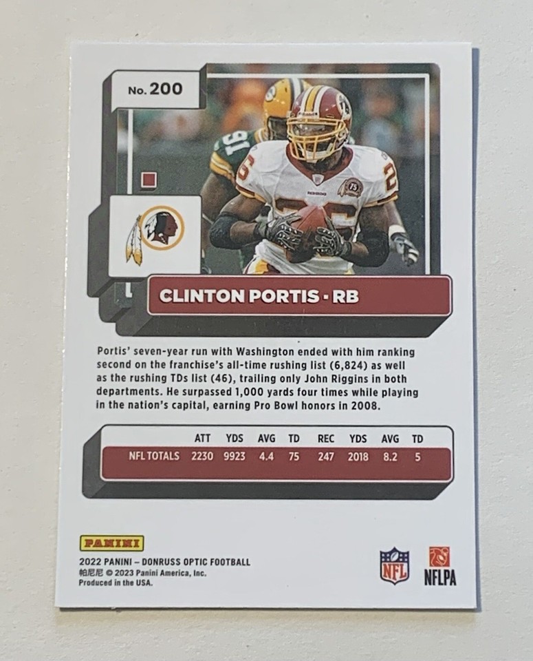 2022 Panini Donruss Optic Clinton Portis #200 Washington Redskins | eBay