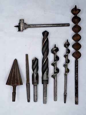 Assorted Drill Bits,Twist,Auger, and Adjustable Wood Bit. Brace, Morse ...