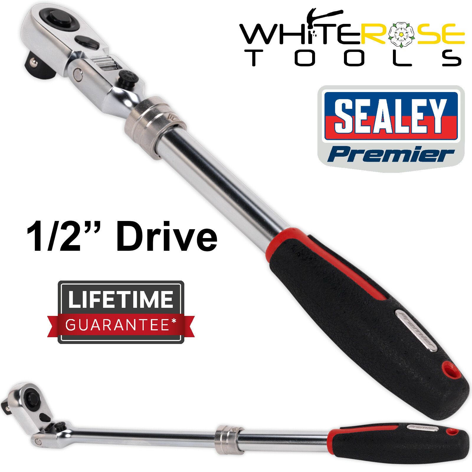 Sealey Ratchet Wrench 1/2"Sq Drive Flexi-Head Extendable Platinum ...