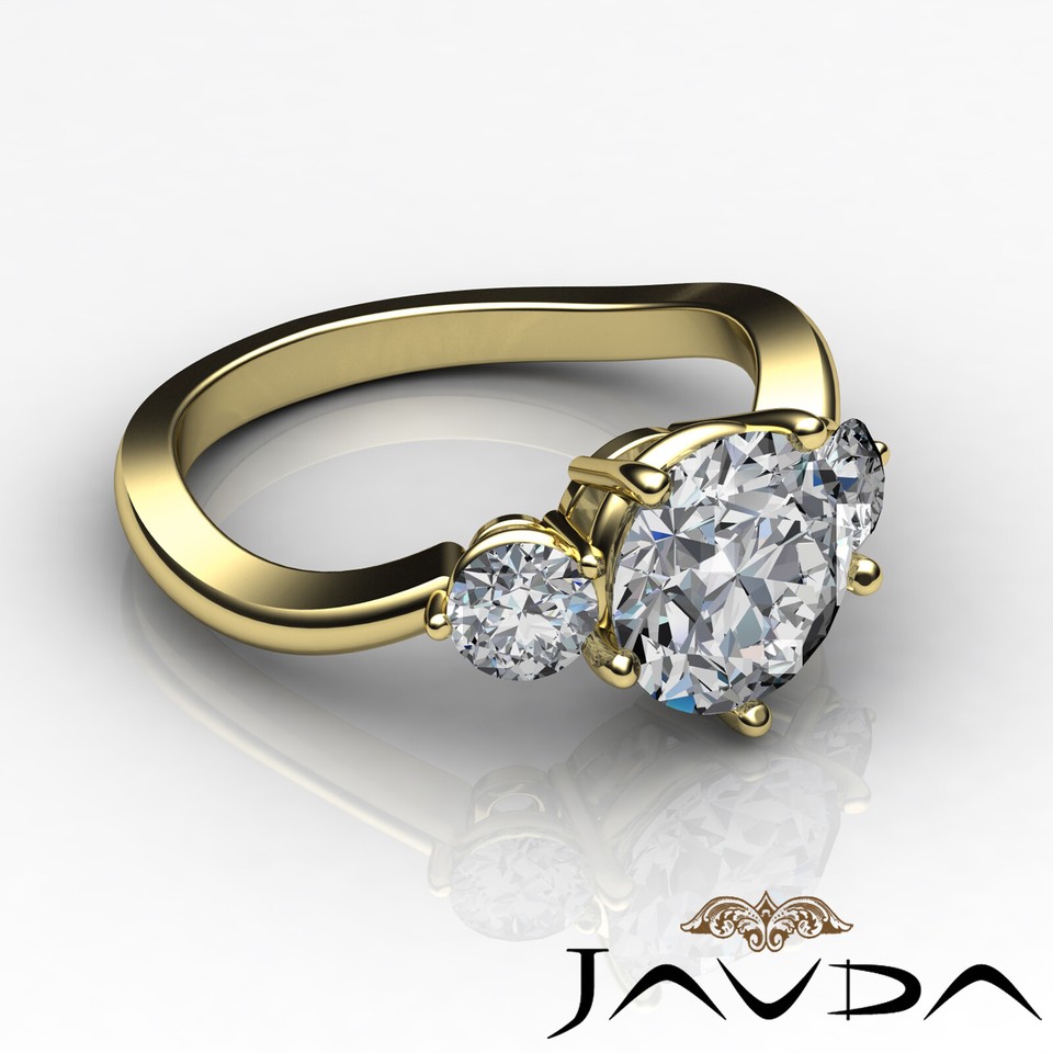 3 Stone Prong Setting Round Diamond Engagement Basket Style Ring GIA G ...