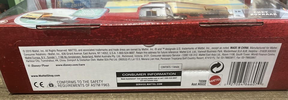 CARS MOVIE DISNEY PIXAR CARS " CHET BOXKAAR " iINC DIECAST 1:55 SEMI ...