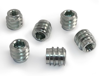 M4 x 8mm Unheaded Hex Drive Steel Zinc Screw Threaded Wood Inserts ...