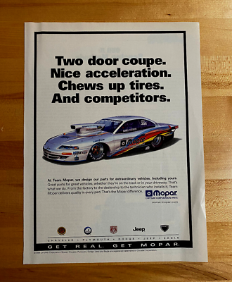 1998 Original Print Ad Team Mopar Funny Car Two Door Coupe Nice ...