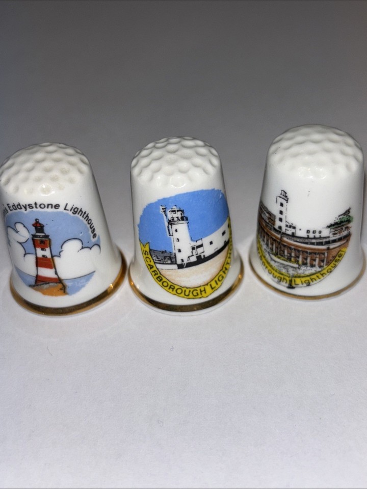 Ship + Lighthouse Theme Thimbles Set Of 39 Bone China | eBay UK