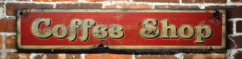 Coffee Shop Wood Sign - Rustic Hand Made Vintage Wooden Sign | eBay