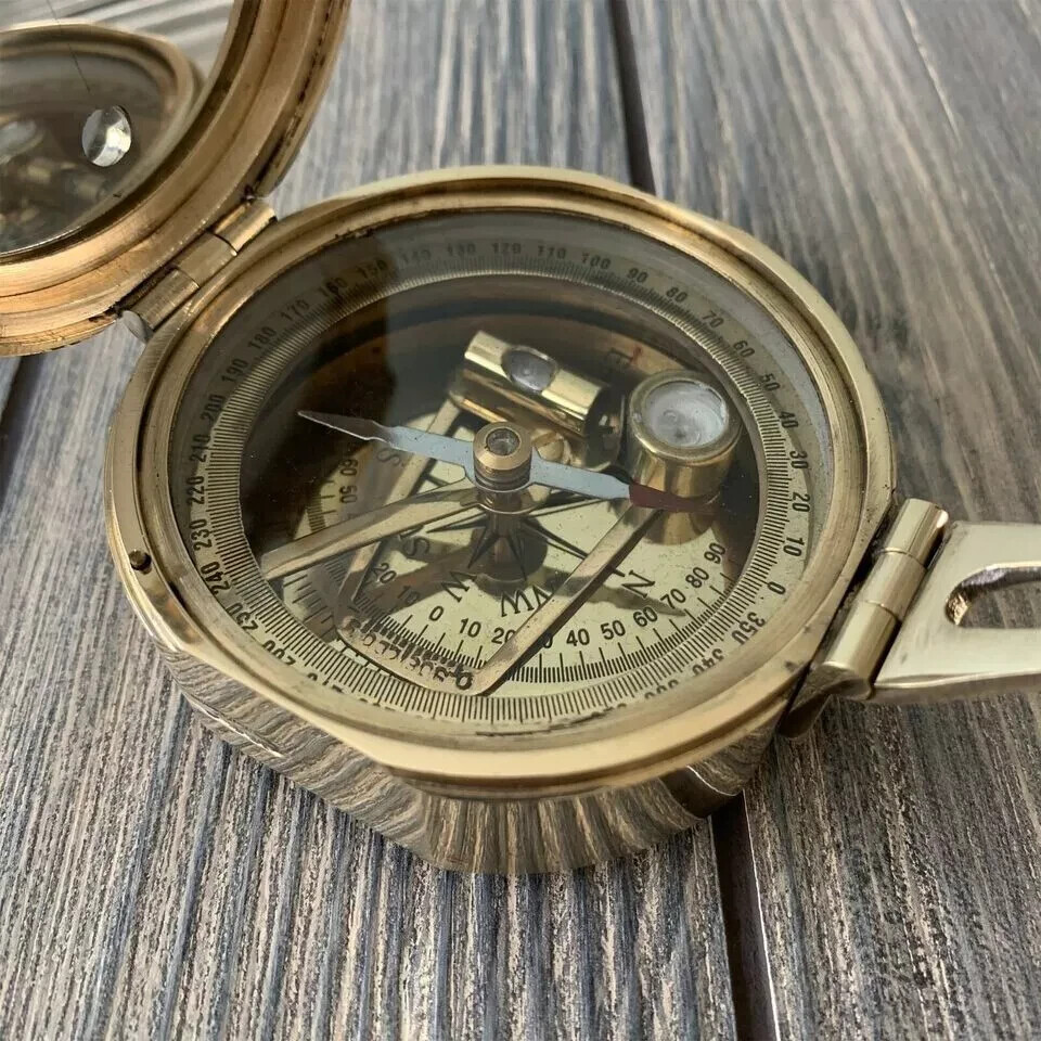 Compass 100% Working Brass Brunton Pocket Transit Compass With Wooden ...
