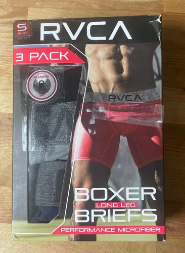 RVCA BOXER BRIEFS LONG LEG PERFORMANCE MICROFINER SMALL 3 COUNT NEW ...