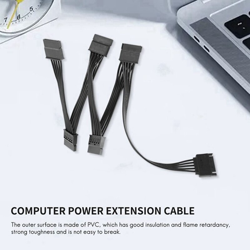 2PCS 15 Pin SATA Extension Hard Drive Cable 1 Male to 5 Female ...