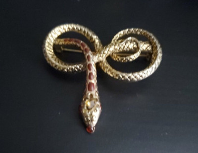 Intricate Style Snake Brooch/Pin With Citrine and Coral | eBay