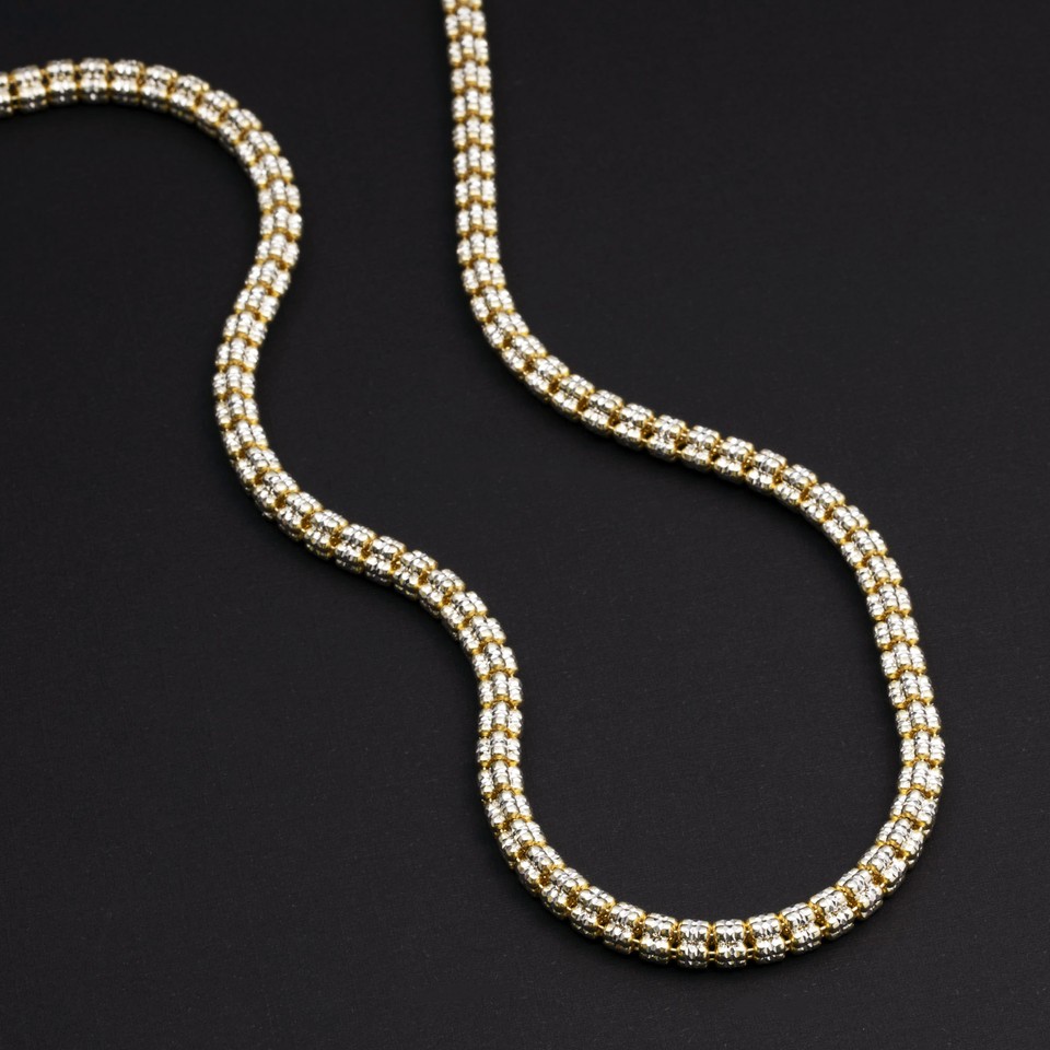 5mm Two-Tone Ice Link Chain 14K Yellow Gold-Plated Silver 925 Italy | eBay