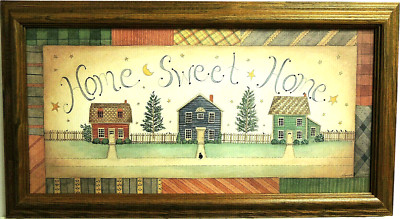HOME SWEET HOME PICTURE FOLK ART COUNTRY HOUSES L SPIVEY FRAMED PRINT ...