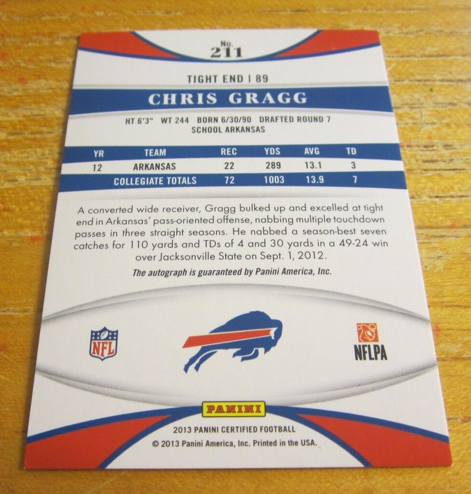 Chris Gragg Autographed 2013 Certified Mirror Red Signatures #211 #'d ...