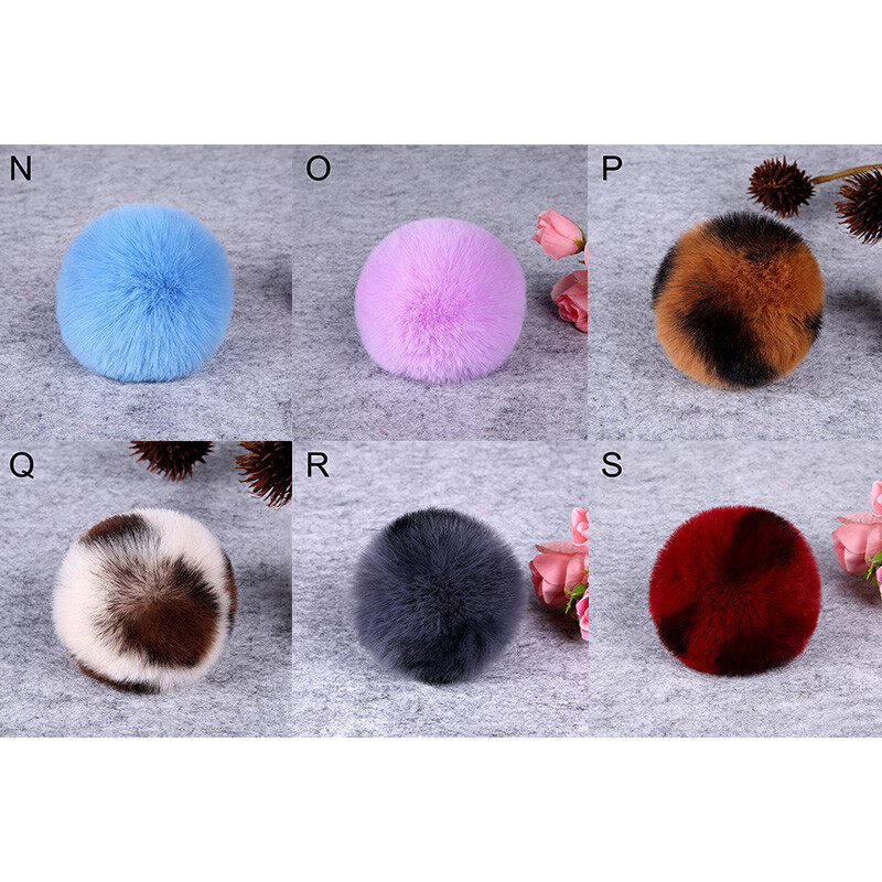 DIY 8CM Faux Rabbit Fur Hair Ball Hairs Cute Keychain Accessories 1pc ...