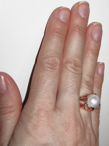 HONORA HUGE 1CM CULTURED FRESHWATER PEARL RING 18CT ROSE GOLD SIZE K ...