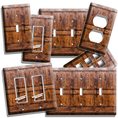 RUSTIC WOOD RANCH BARN DOOR LIGHT SWITCH OUTLET PLATE ROOM CABIN HOUSE ...