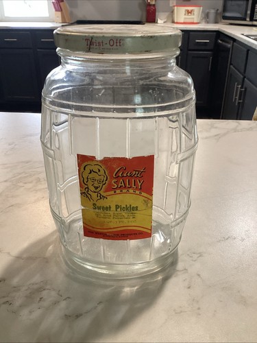 Vtg Hazel Atlas Aunt Sally Glass Pickle Jar | eBay