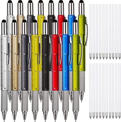 16 Pieces Gift Pen Tool Pen 6 in 1 Multitool Tech Tool Pen with Ruler ...