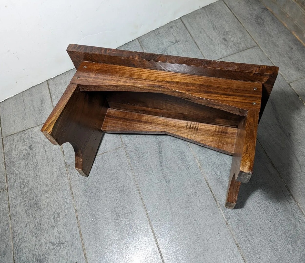 Antique Rustic Primitive Farmhouse Solid Wood Small Footstool Garden ...