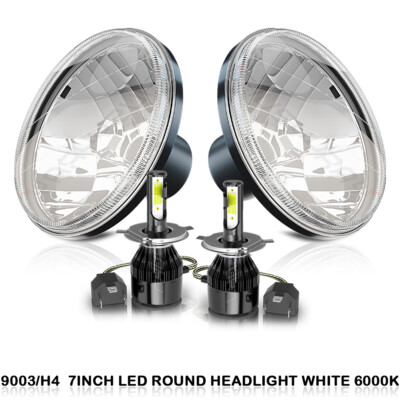 For AC Shelby Cobra 1962-1973 Pair 7 inch Round LED Headlights DRL High ...