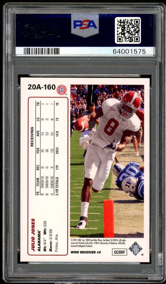 Julio Jones Rookie Card 2011 Upper Deck 20th Anniversary #160 PSA 10 | eBay