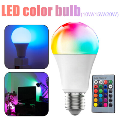10W 15W 20W RGB LED Light Bulb E27 16 Color Changing Lamp Light Remote ...