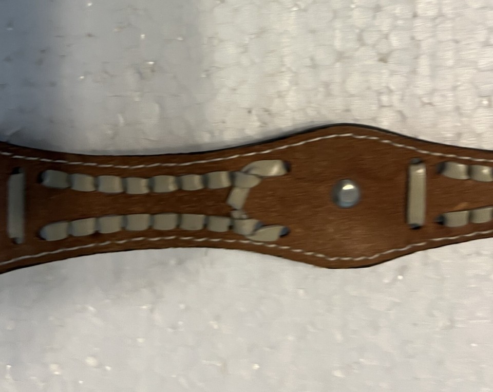 Tex-Tan Gray Leather Belt Women's 32 Round Silver Conchos Style 024636 ...