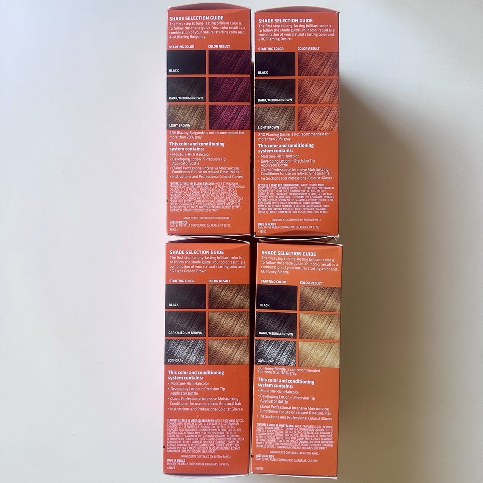 Clairol Textures & Tones Hair Color Dye 4RV 5G 6G 8RO Golden Brown ...
