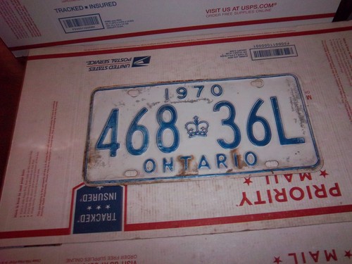 Vintage 1970 Ontario Canada License Plate Tag 468 36L Ford Chevrolet ...