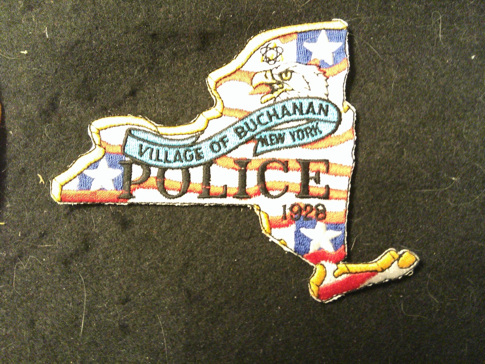 New York Village of Buchanan Police patch vintage state shaped issue ...
