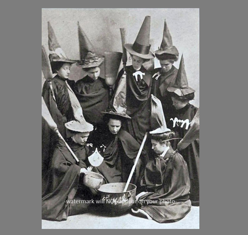 Scary Witch PHOTO Vintage Creepy Halloween Hat Coven Wicked Witches ...
