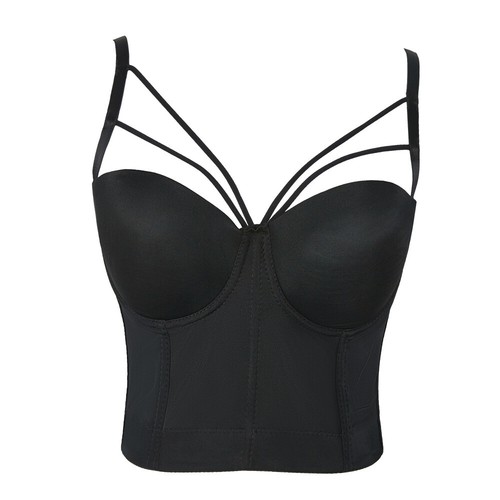 Womens Push Up Bustier Club Party Crop Top Bra Sexy Hollow Longline ...