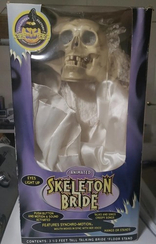Vtg GEMMY Skeleton Bride 1998 Animated Talking Sings Creepy Songs for ...