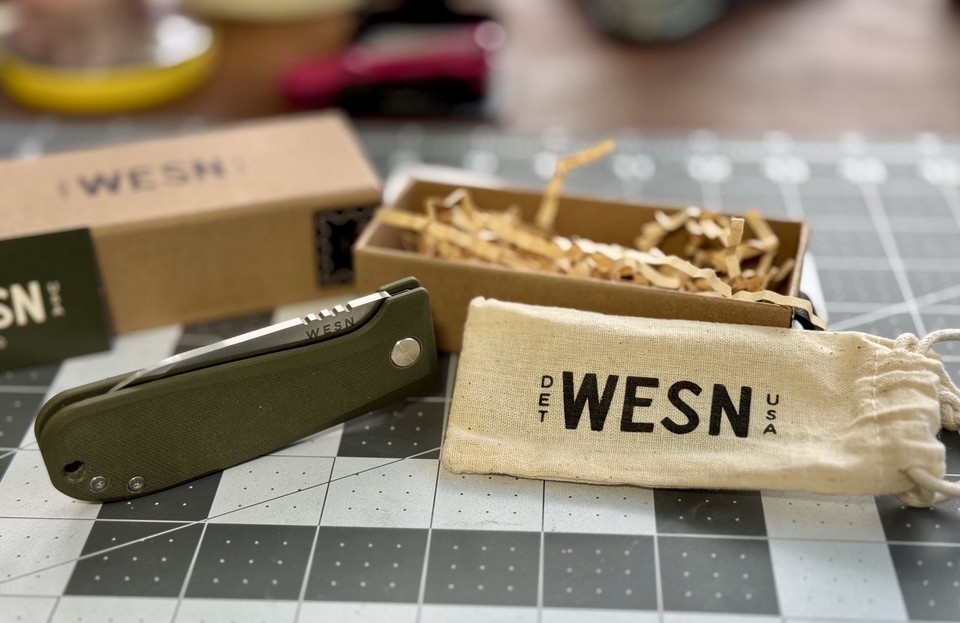 WESN Allman 2.8" Folding Pocket Knife Green G10 Scales, S35VN, USA-Made ...