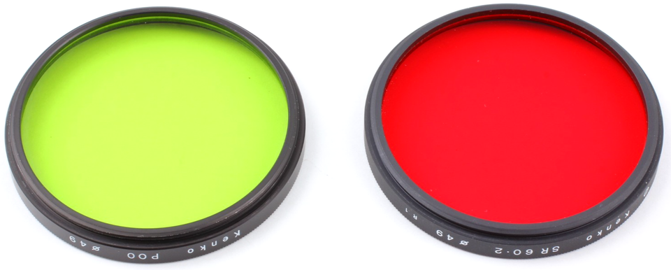 〖MINT〗 Kenko SR 60.2 R-1 Red P00 Yellow 49mm Lens Filter Set w/ Case ...