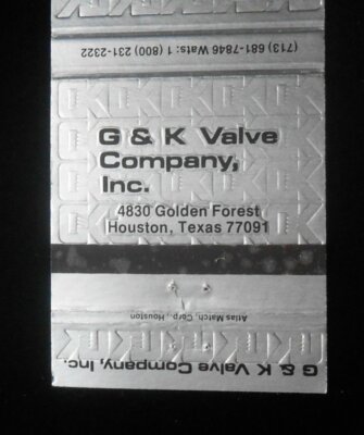 1970s? Berl Railey G & K Valve Company 4830 Golden Forest Houston TX ...