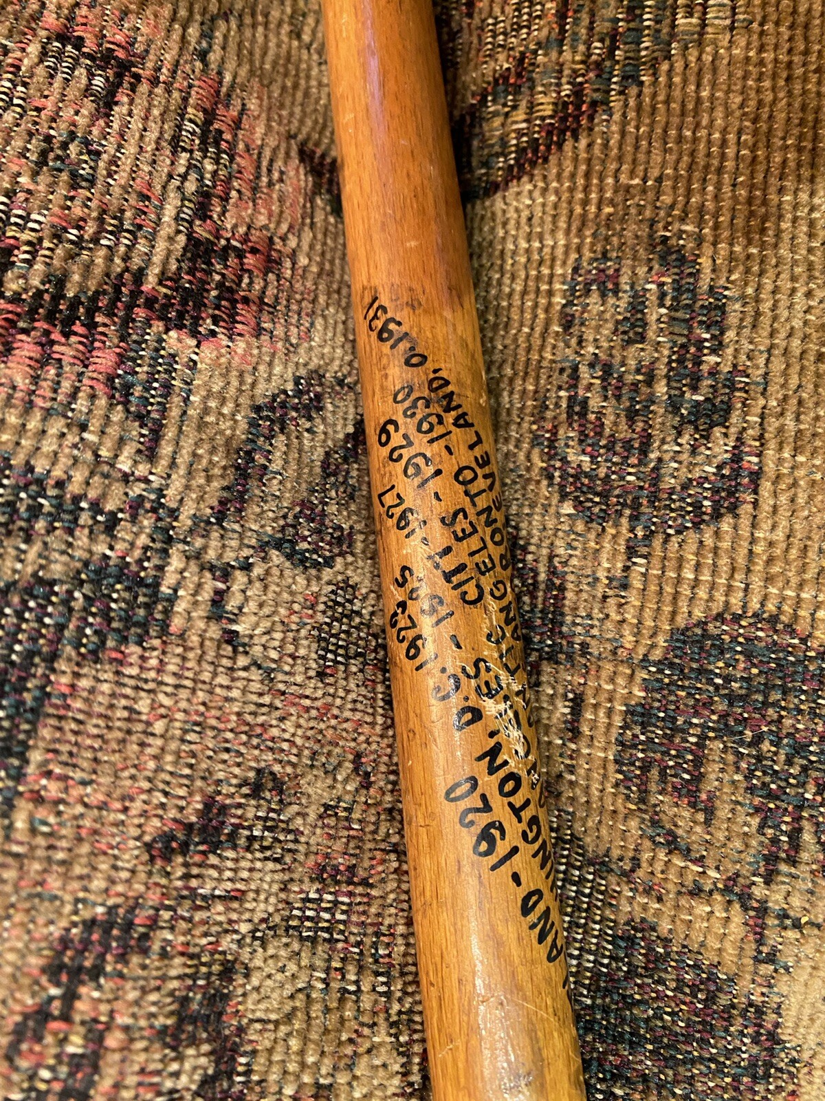 101 Year Old Vintage Oak Cane - Inscribed By Owner Da… - Gem